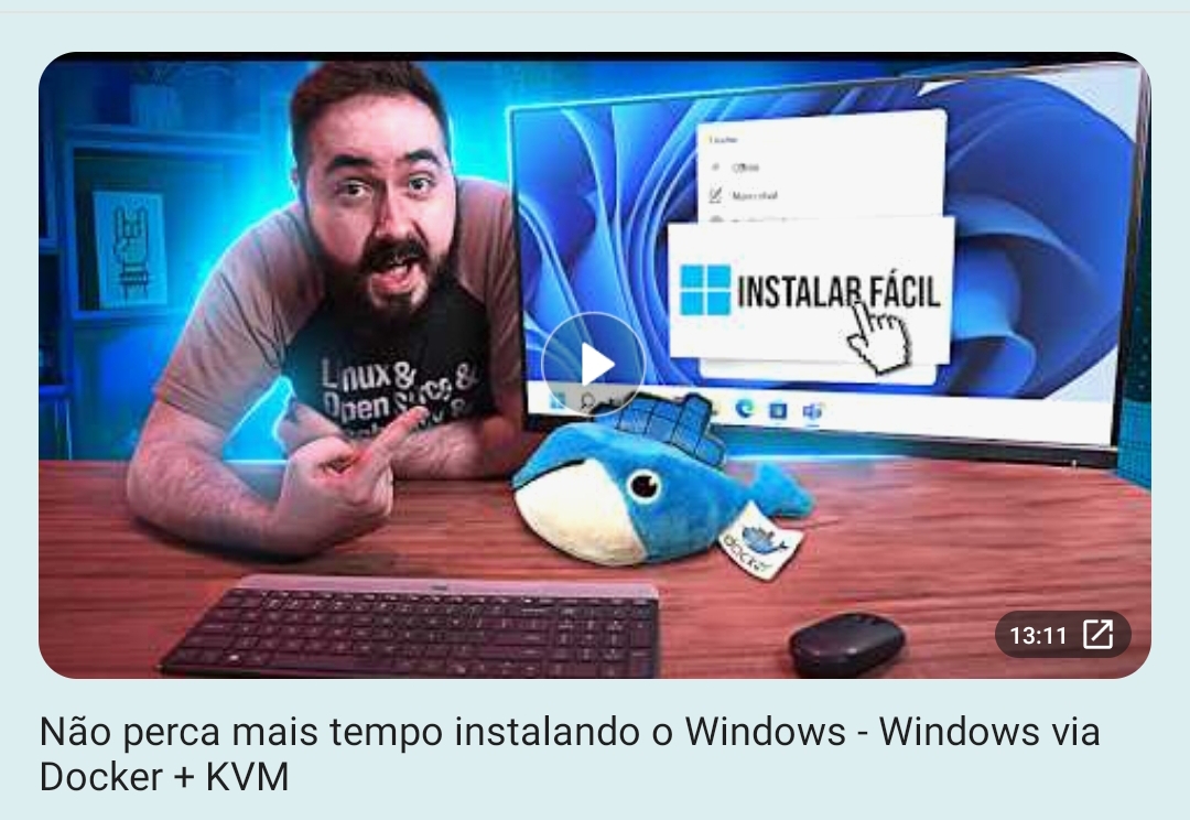 Não perca mais tempo instalando o Windows – Windows via Docker + KVM – YouTube – CURIOSIDADES NA ...